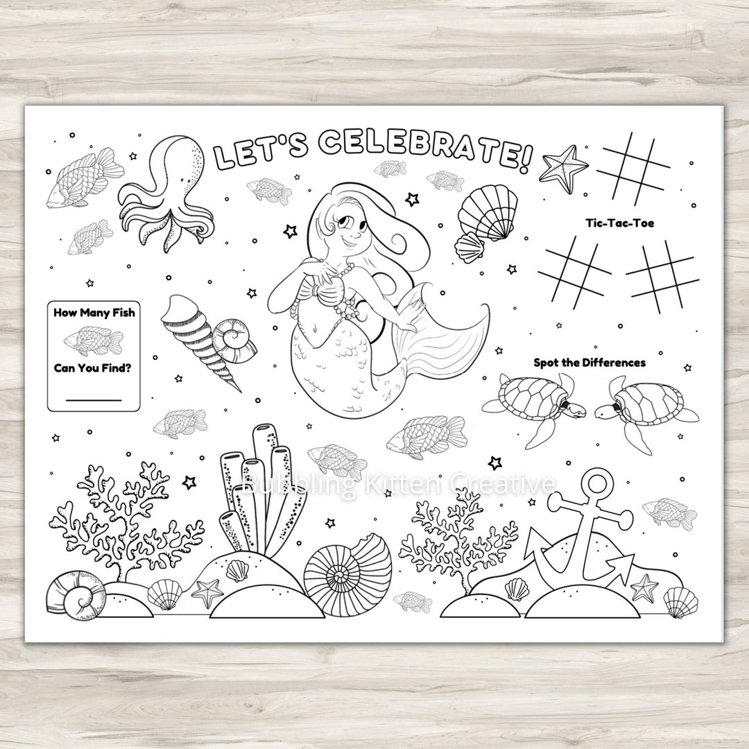 Mermaid Birthday Party Activity Sheet | Mermaid Party Printable ...