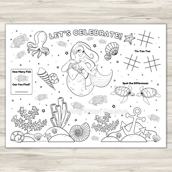 Mermaid Birthday Party Activity Sheet Mermaid Party | Etsy