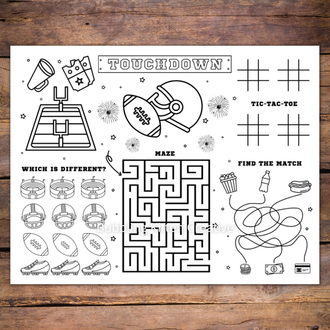 Kids Football Party Activity Sheet Printable Football Party - Etsy