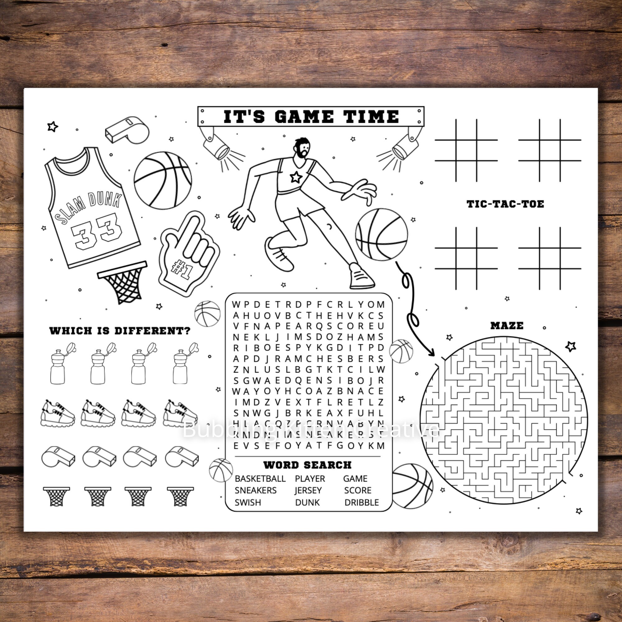 Kids Basketball Party Activity Sheet Basketball Printable - Etsy