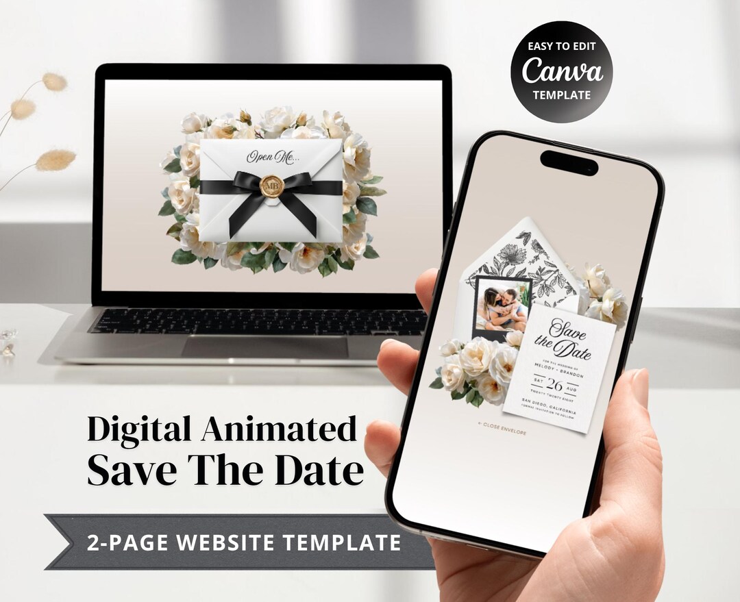 Floral Save the Date Template, Animated Wedding Save the Date Website ...