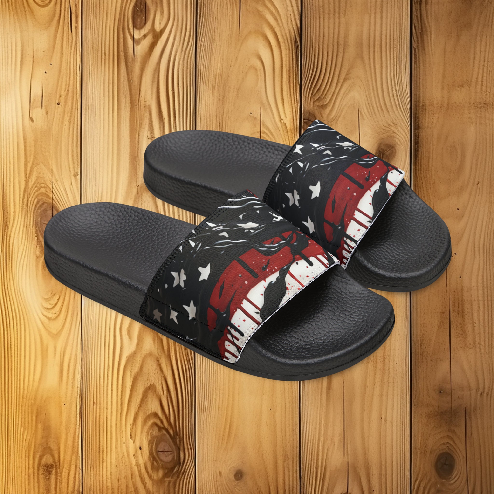 American Flag Paint Splatter Slides Women Paint Splatter Sandals ...
