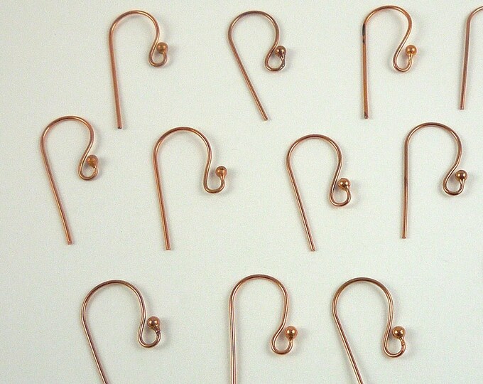 Copper Ear Wires Bright Shiny Copper Ball-end Fishhook Ear Wires 10 ...