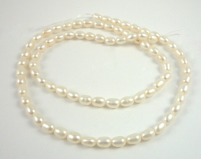 White Freshwater Pearls 6mm Small Cream White Freshwater Rice Pearls 16 ...