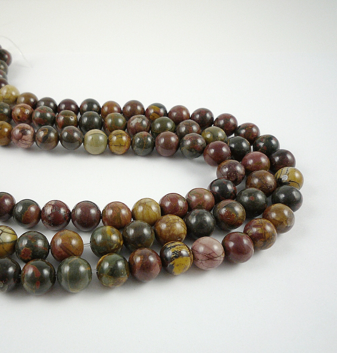 10mm Red Creek Jasper Gemstone Beads Multi-colored Picasso Jasper Beads ...