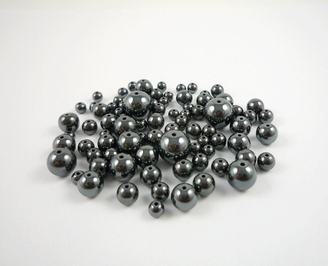 Hematite Bead Mix 82 Hematite Beads 4mm, 5mm, 6mm, 7mm, 8mm, 10mm Dark ...