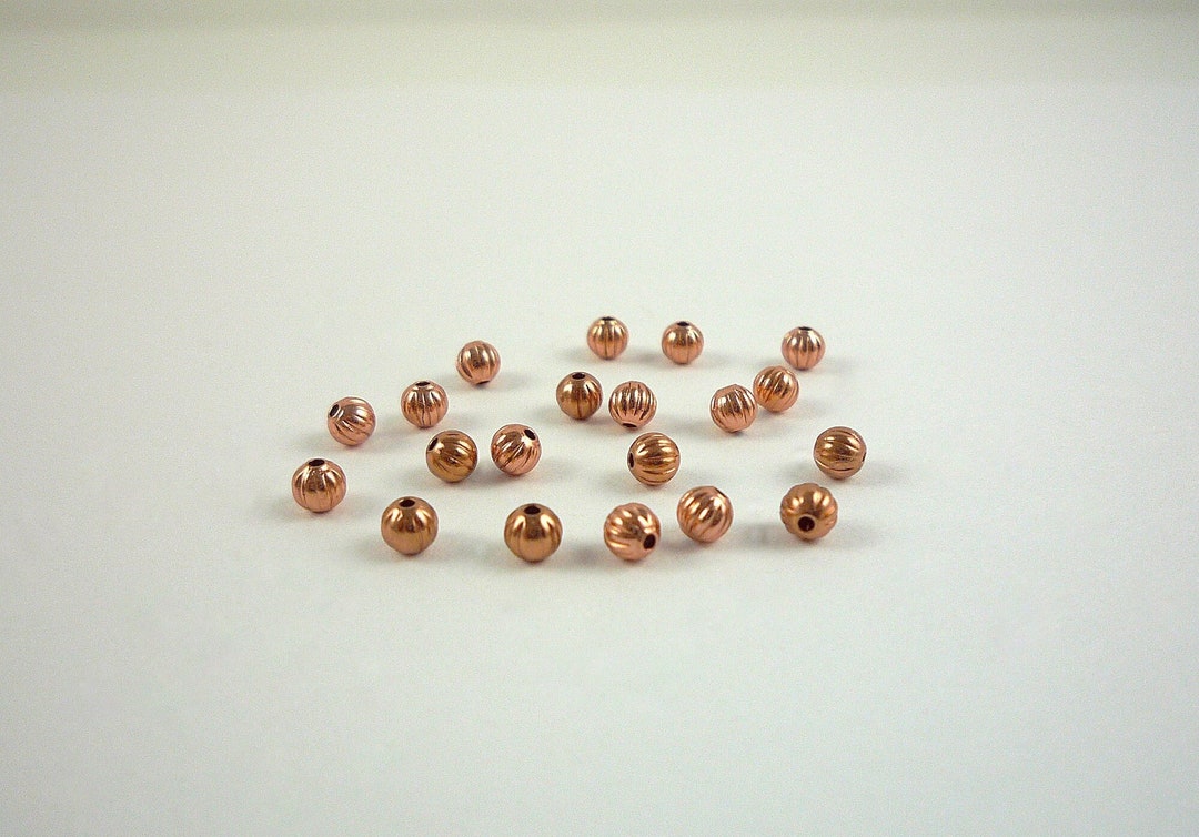 3mm Corrugated Copper Beads Small Round Copper Spacer Beads 20 Copper ...