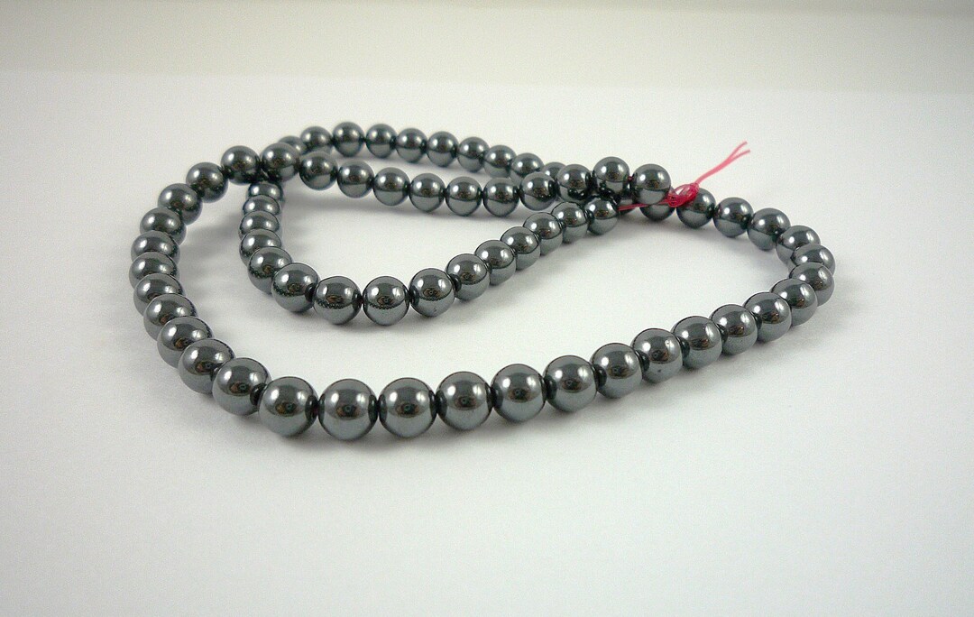 7mm Hematite Gemstone Beads Smooth Round Shiny Dark Gray Hematite Beads ...