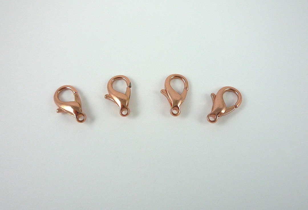 4 Bright Copper Lobster Clasps 14x7mm 4 Medium Size Copper Clasps ...