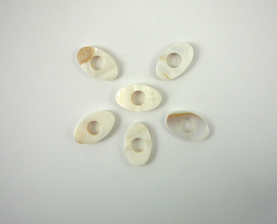 6 Natural White Mother of Pearl Bead Frames 25x15mm Frame Fits 6-7mm ...