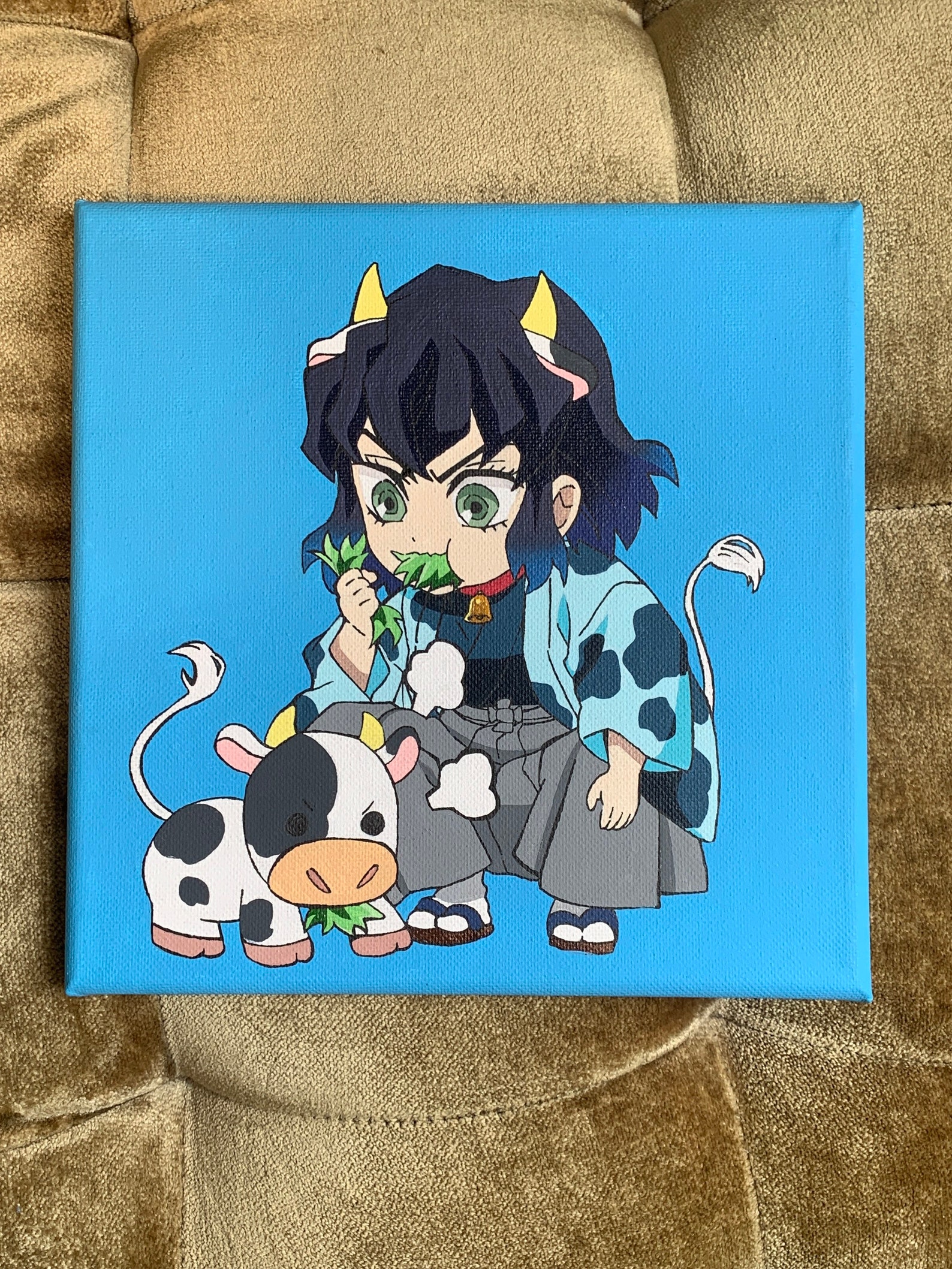 Inosuke Hashibira Demon Slayer Acrylic Painting 8x8 Canvas | Etsy