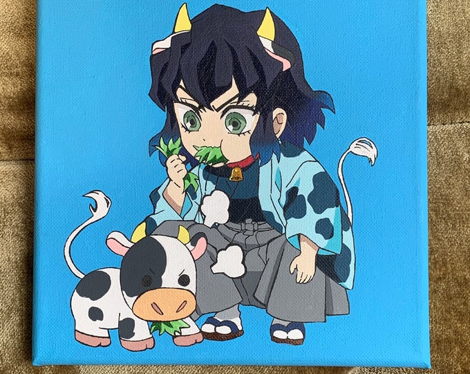 Inosuke Hashibira Demon Slayer Acrylic Painting 8x8 Canvas - Etsy