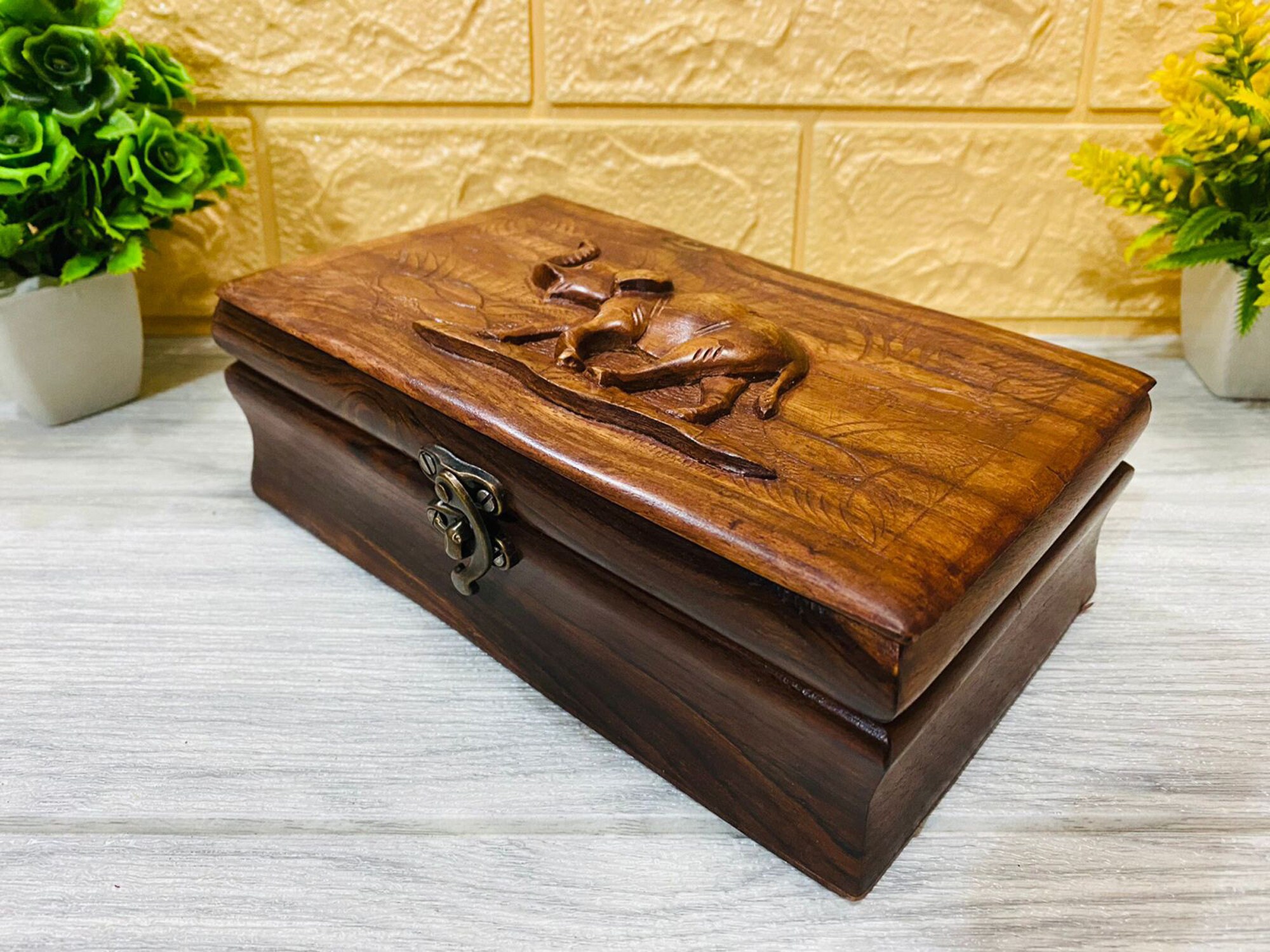 Elephant Jewelry Box Hand Carved Wooden Elephant Trinket - Etsy