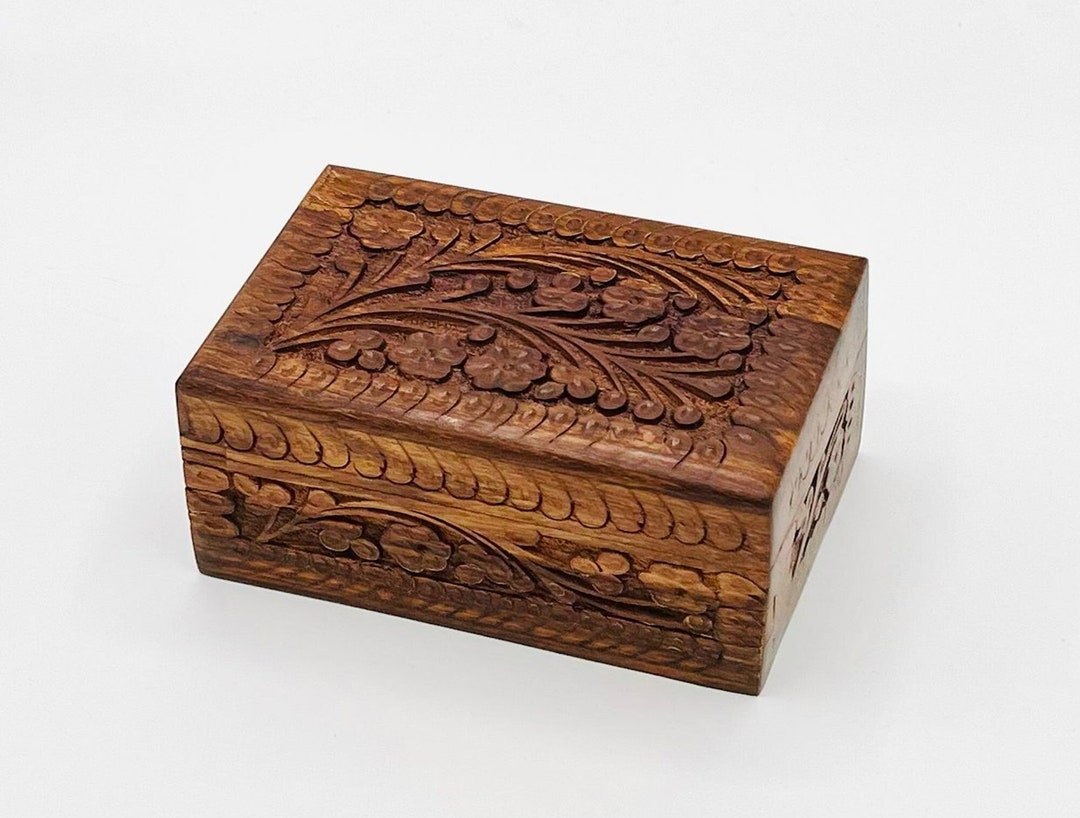 Secret Opening Lock Jewelry Box Engraved Wooden Hidden - Etsy