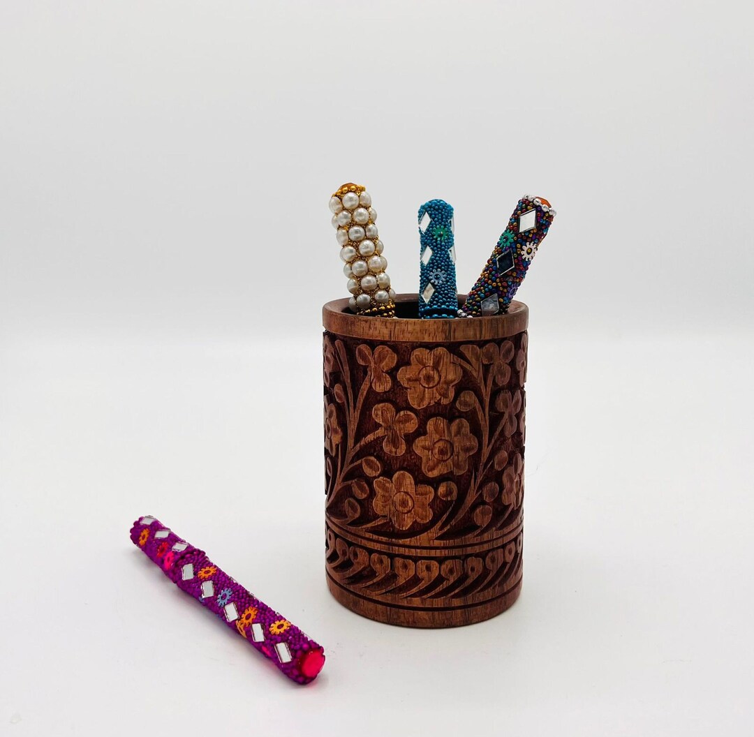 Wood Engraved Pen Holder for Desk Handmade Pen and Pencil - Etsy