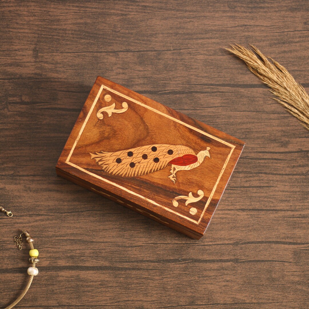 Jewelry Organizer Box, Secret Lock Box, Peacock Decor, Peacock Art ...