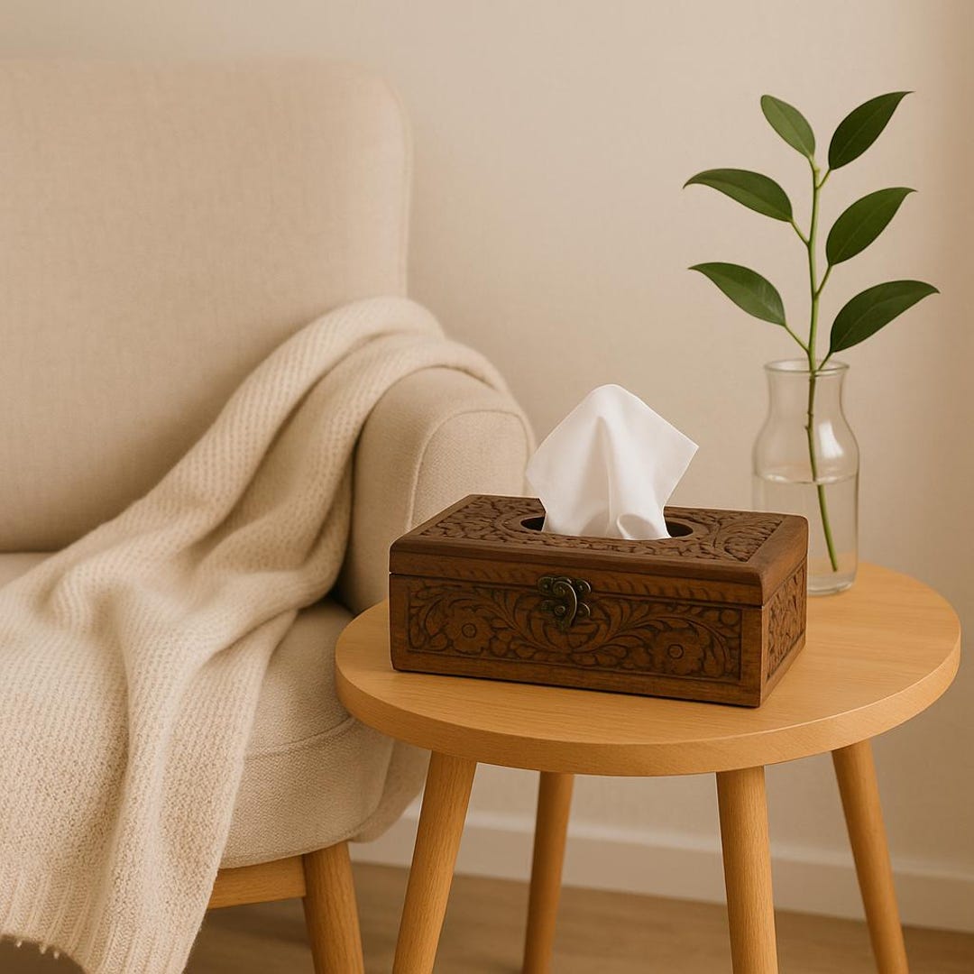 Vintage Wooden Tissue Box Rectangle Napkins Holder: Rustic Home Decor ...
