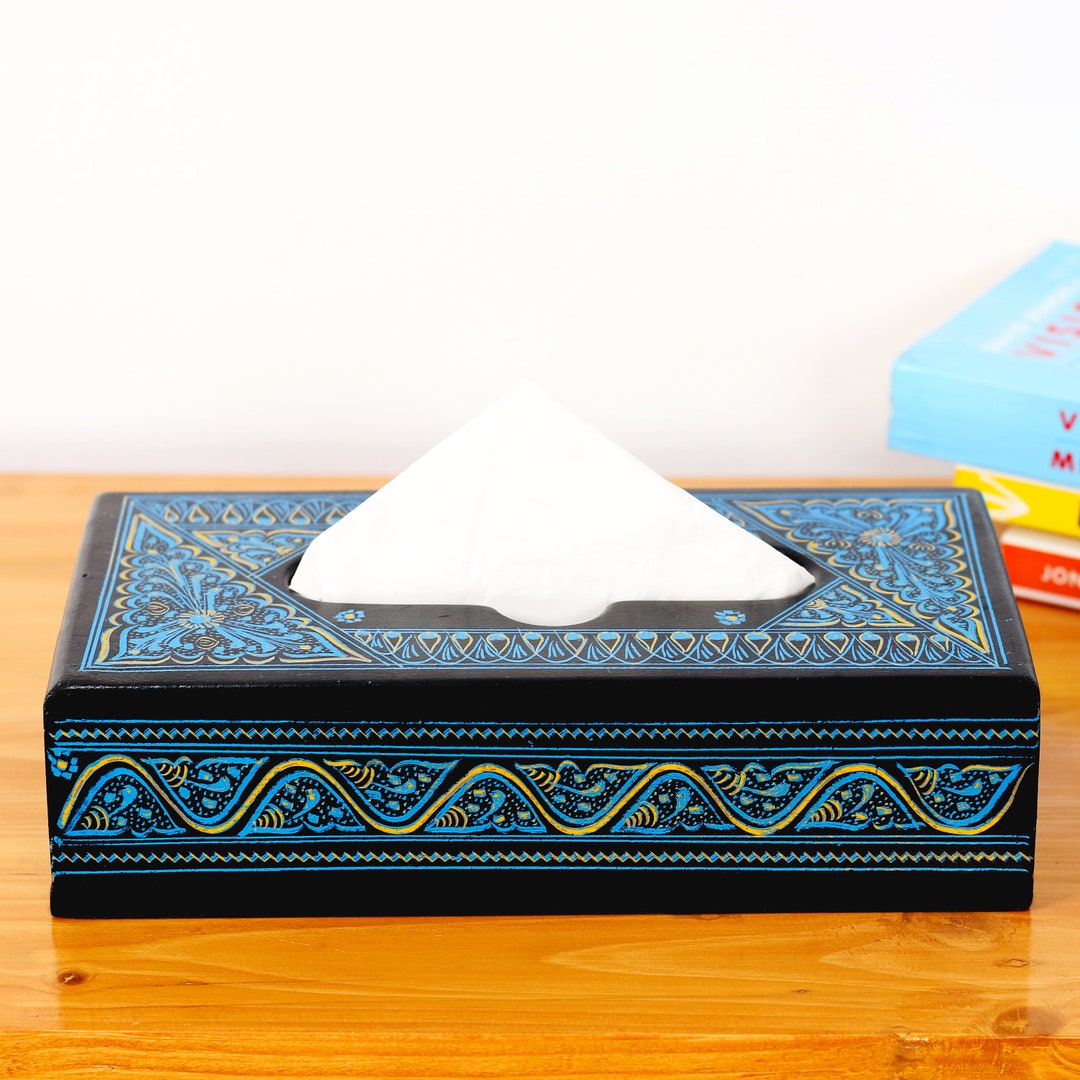 Hand Painted Tissue Box Cover, Multi Colour Tissue Box Holder, Facial ...