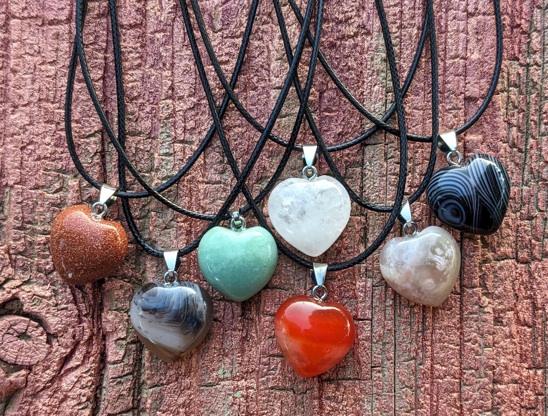 Gemstone Heart Pendant Necklace Gemstone Heart Necklace Gift Summer ...