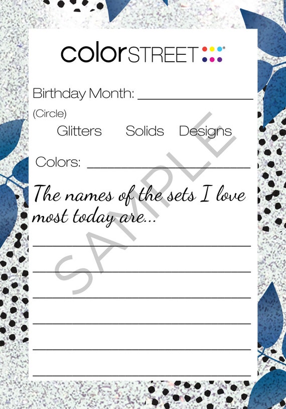 Rainbow Glitter Color Street Party Printable Game Contact Card Paper ...