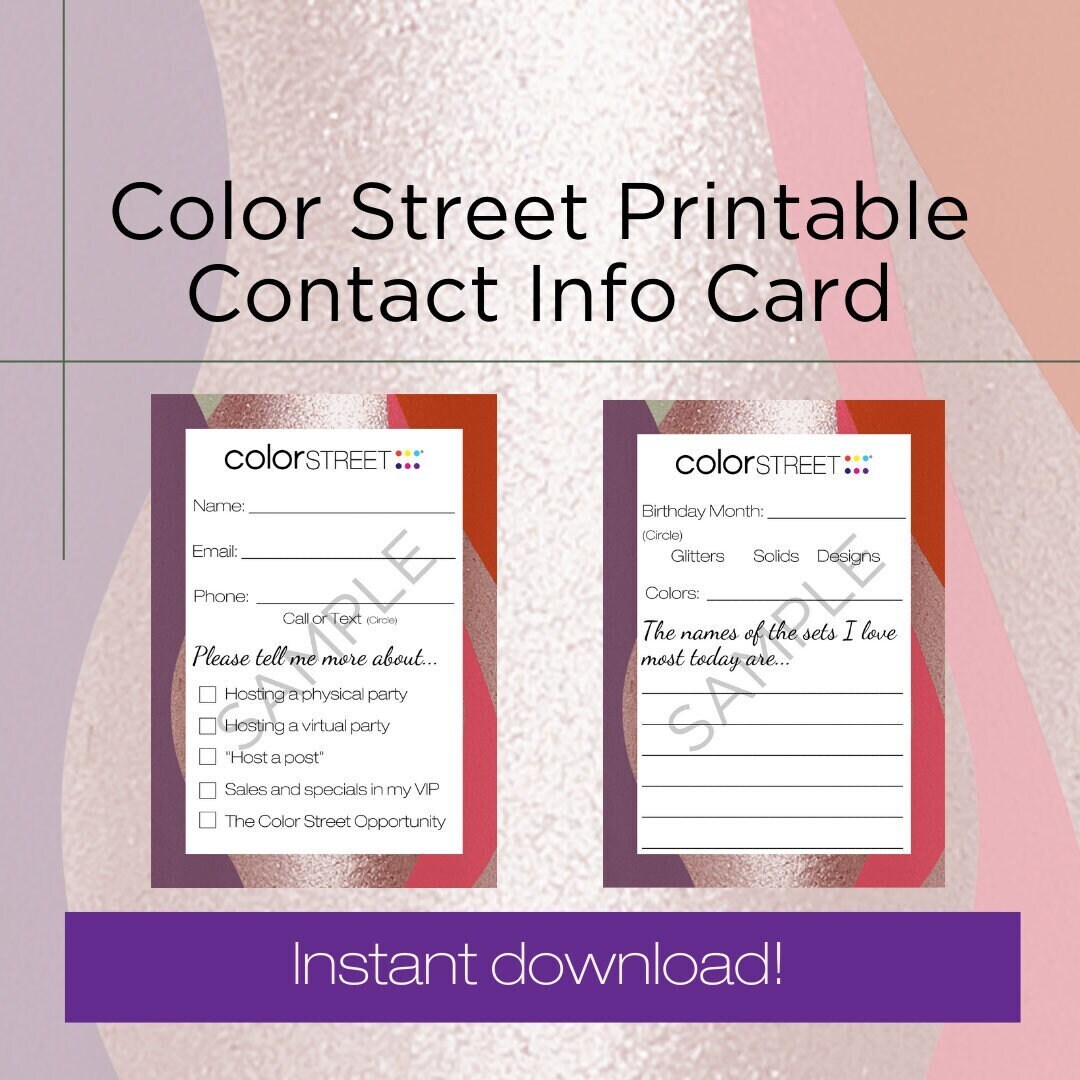 Party Games Color Street Party Printable Game Contact Card Keep Calm ...