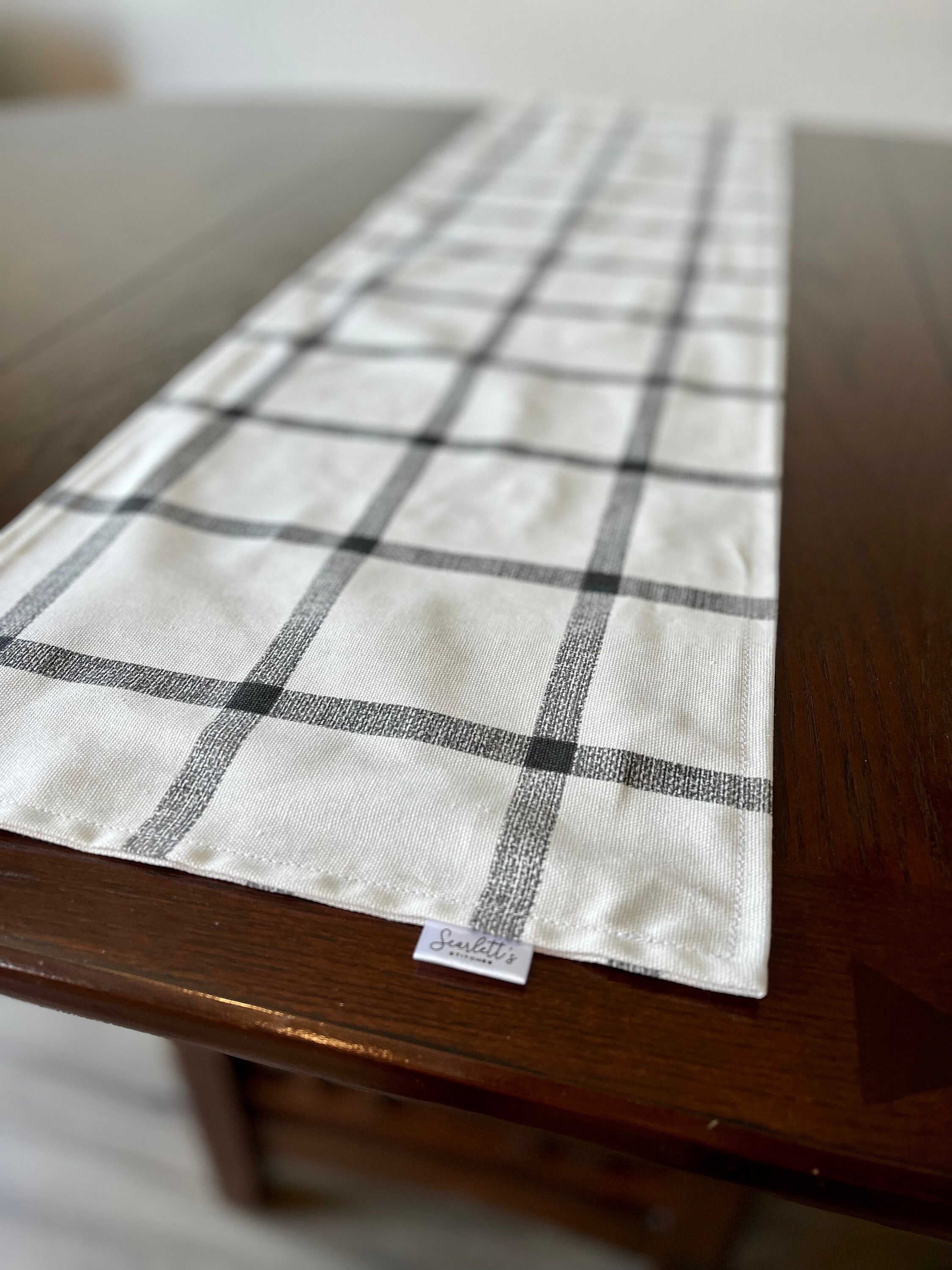 Farmhouse Black and White Plaid Table Runner Rustic Table - Etsy