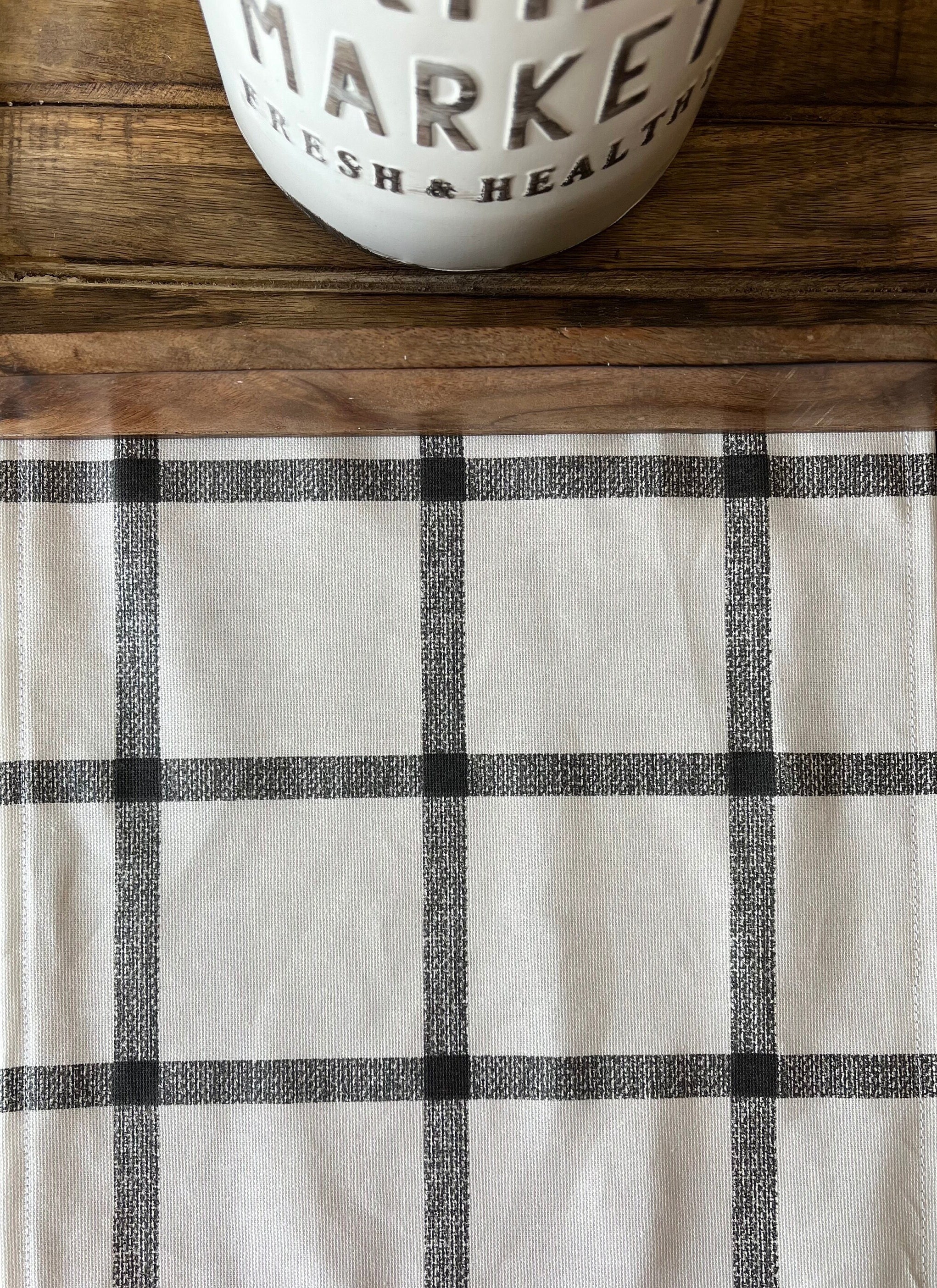 Farmhouse Black and White Plaid Table Runner Rustic Table - Etsy