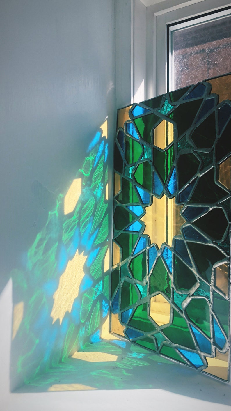 Islamic Geometry Stained Glass Panel - Etsy Ireland