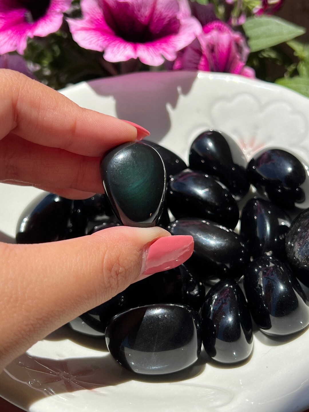 Gorgeous Rainbow Obsidian Tumbles, Black Obsidian Tumbles, Sheen Obsidian, Natural Crystal ...