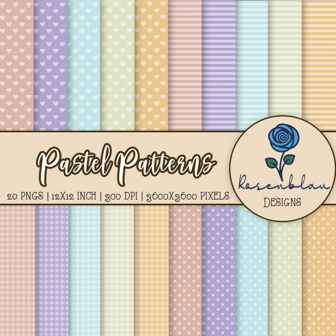 Digital Pastel Patterns Paper Pack - Etsy