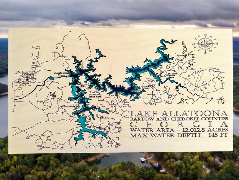 Lake Allatoona 3-D Layered Lake Map Wood Art Custom Lake Art - Etsy