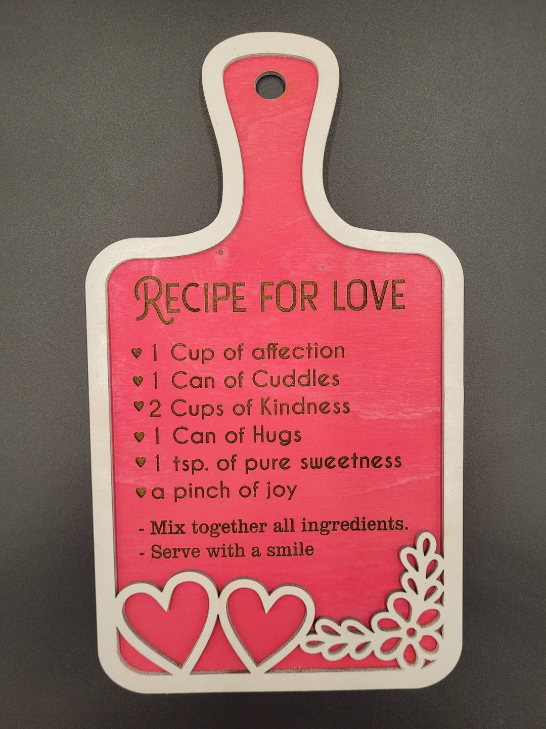 Laser Engraved Recipe for Love Cutting Board Kitchen Decor Sign With ...
