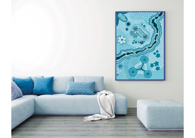 Indigenous Aboriginal Artwork - Print - Ocean Colour Tones- Wiradjuri ...