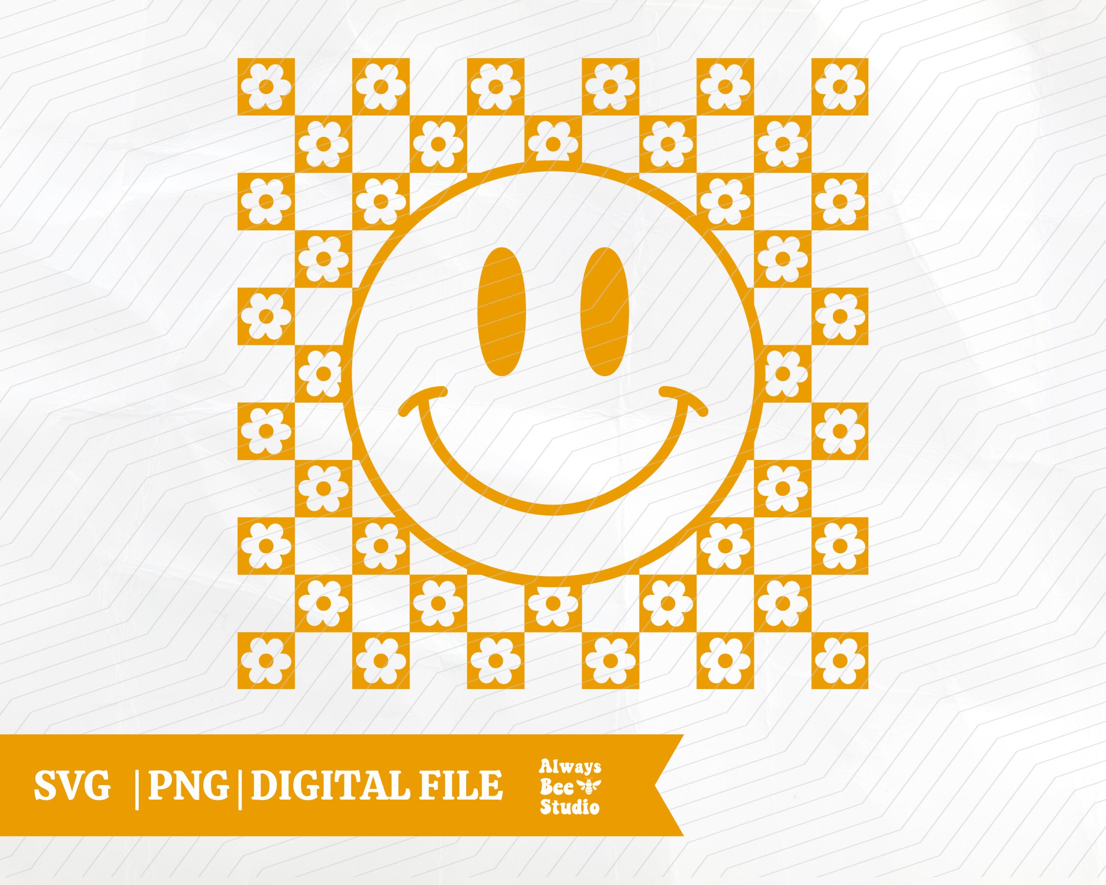 Spring Sublimation Trendy svg png Checked Smiley Flowers svg png Retro ...