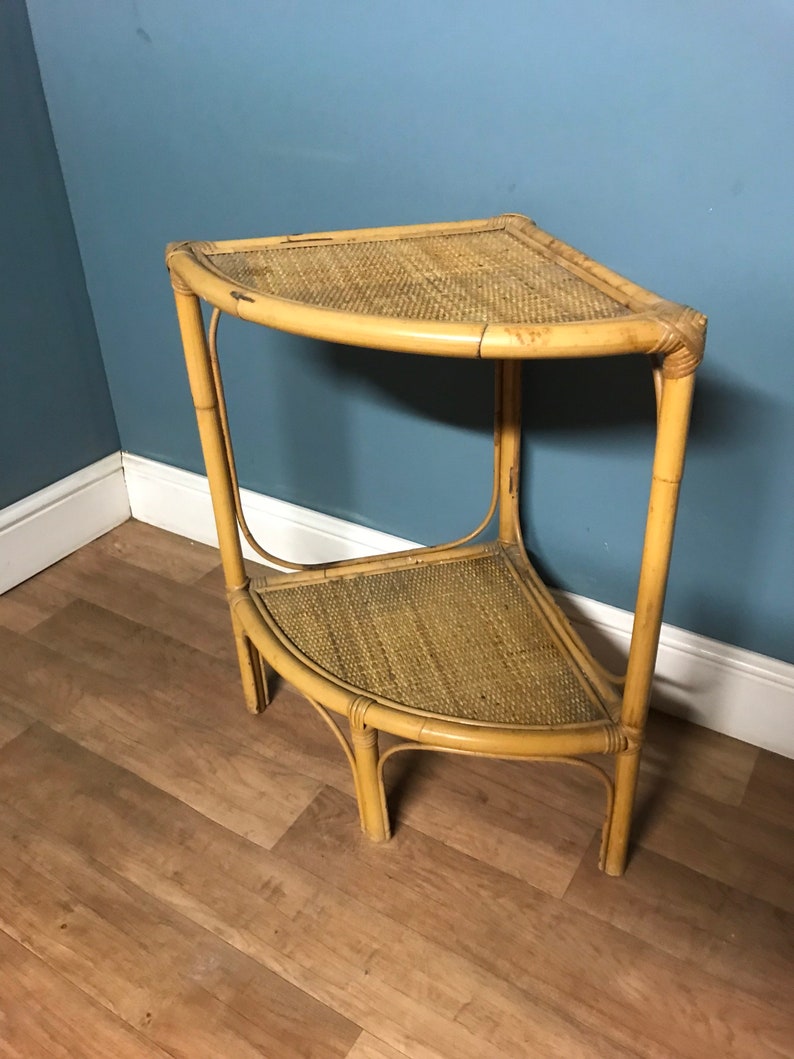 Vintage Bamboo Corner Shelf - Etsy UK