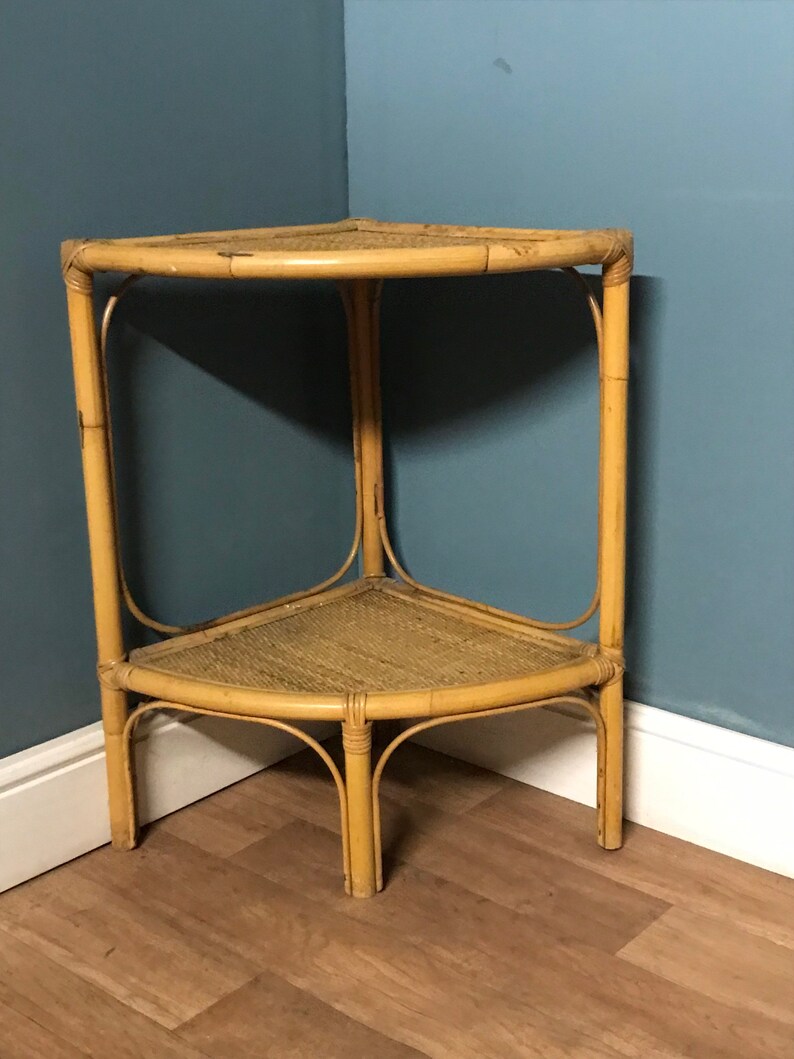 Vintage Bamboo Corner Shelf - Etsy UK