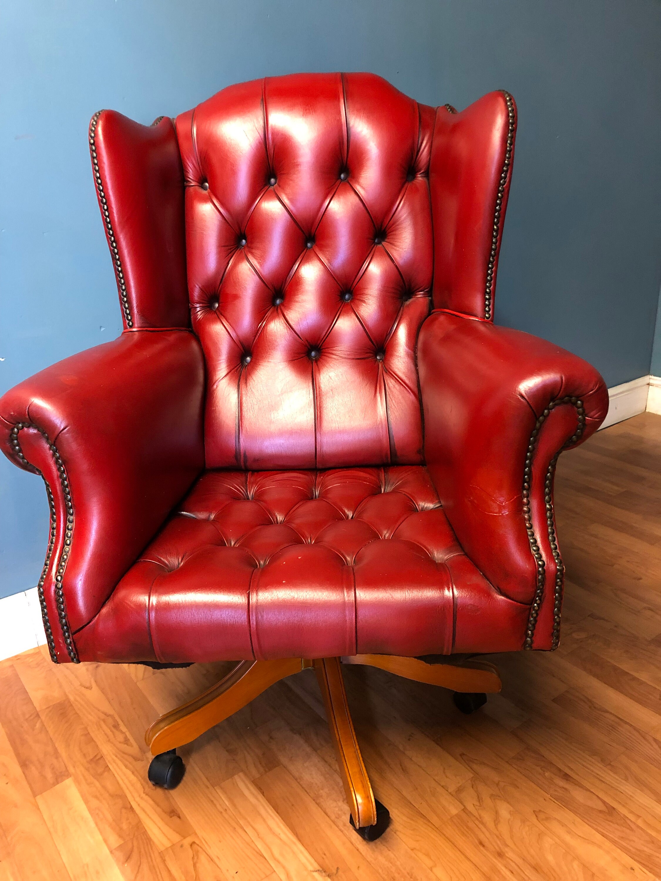 Red Chesterfield Swivel Office Chair - Etsy UK
