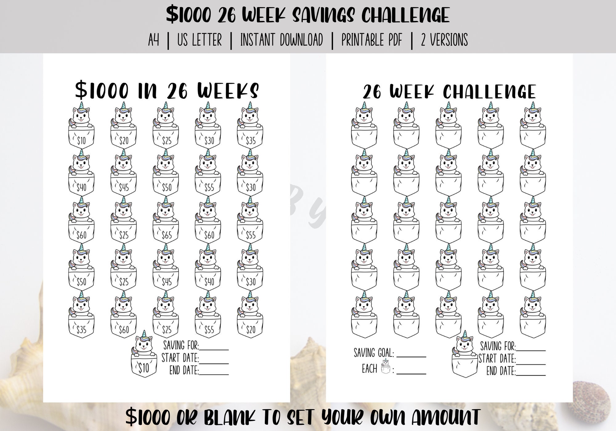 26 Week Money Challenge Chart