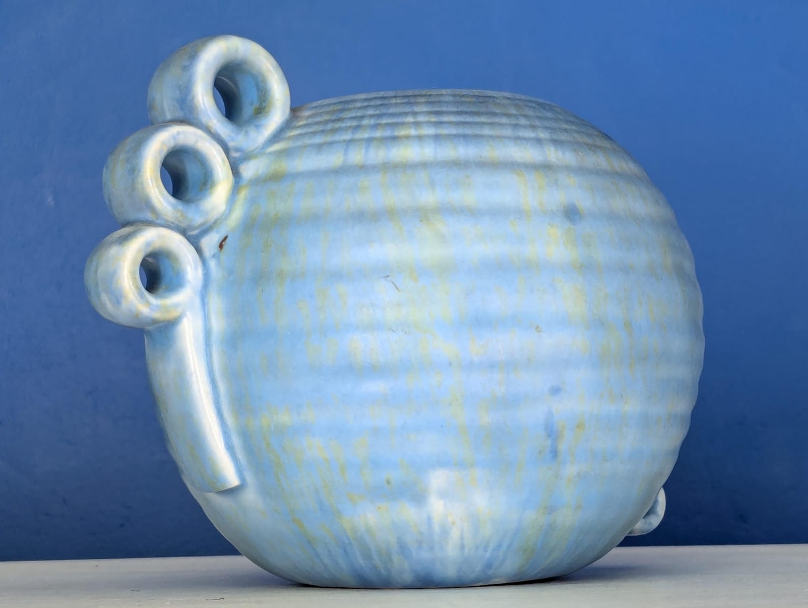 Vintage Crown Devon Art Deco Vase: Soft Blue Ceramic With Circular ...