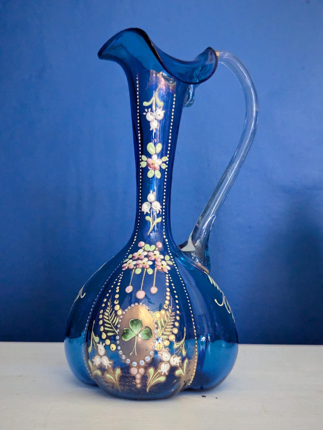 Antique Late 1800s Hand Blown Bohemian Glass Jug by Master Glass Maker ...