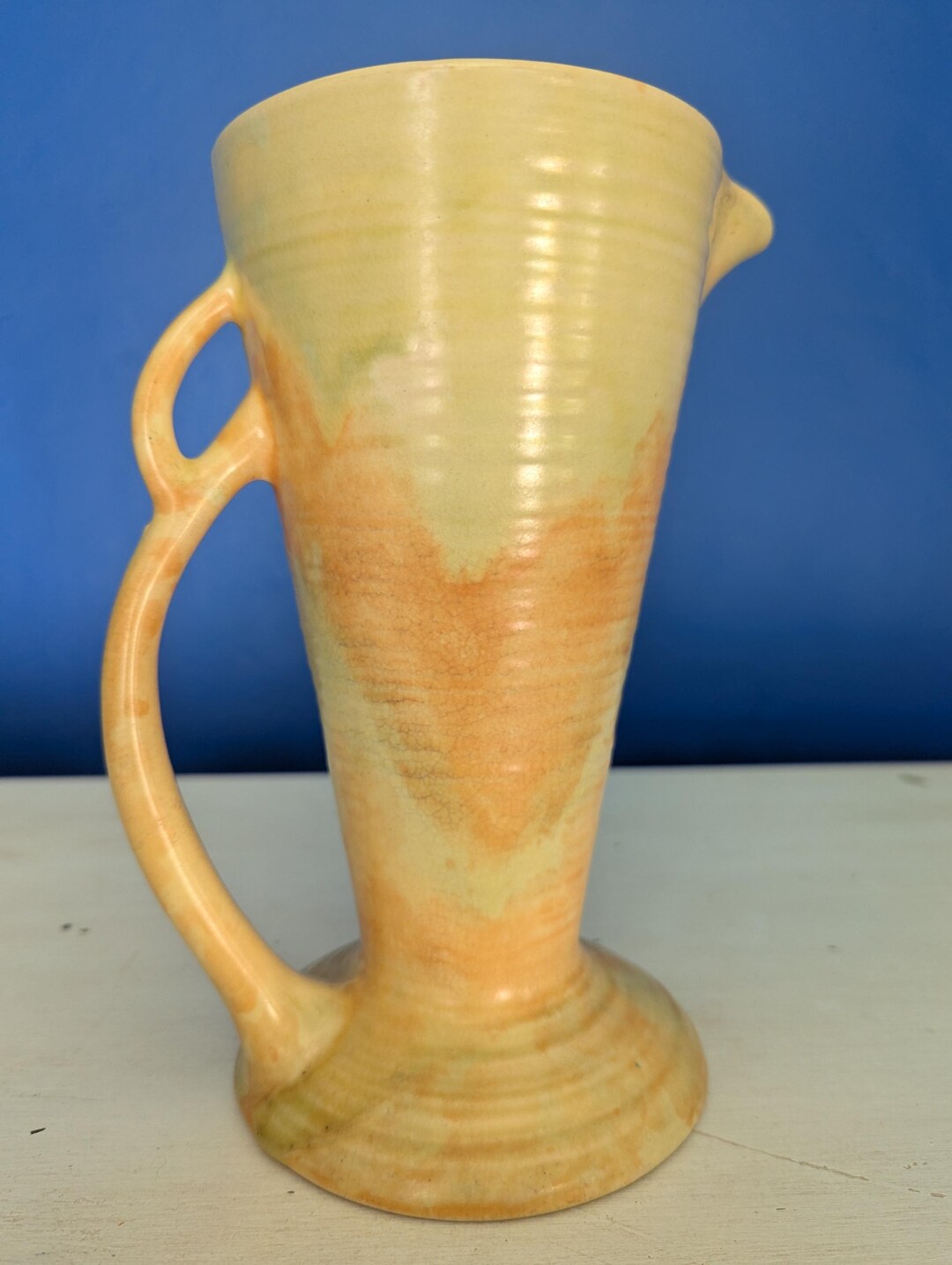 Vintage 1930s Wade Jug – Multi-toned Yellow Art Deco Pitcher With ...