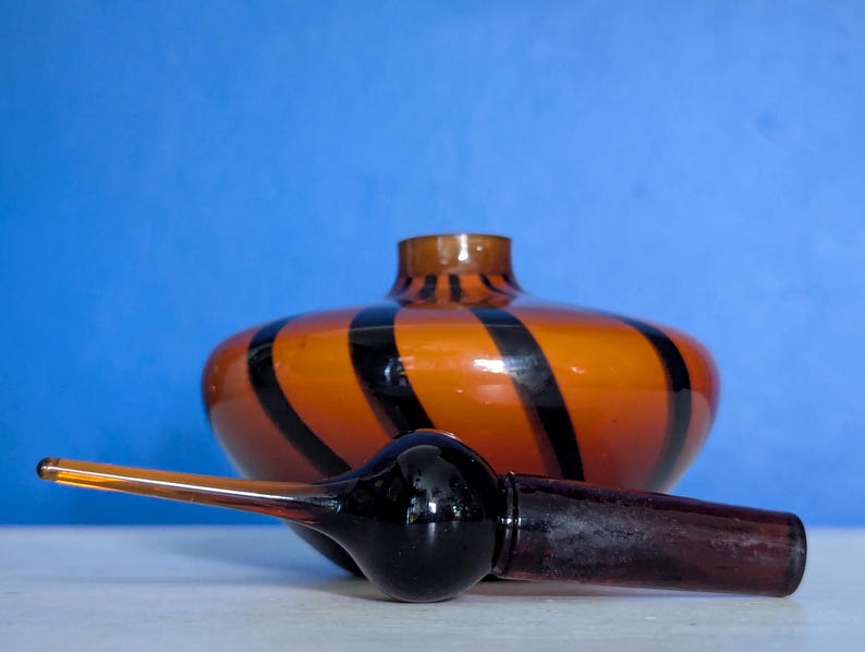Vintage Badash Hand-blown Amber Tiger Eye Stripe Perfume Bottle Genie ...