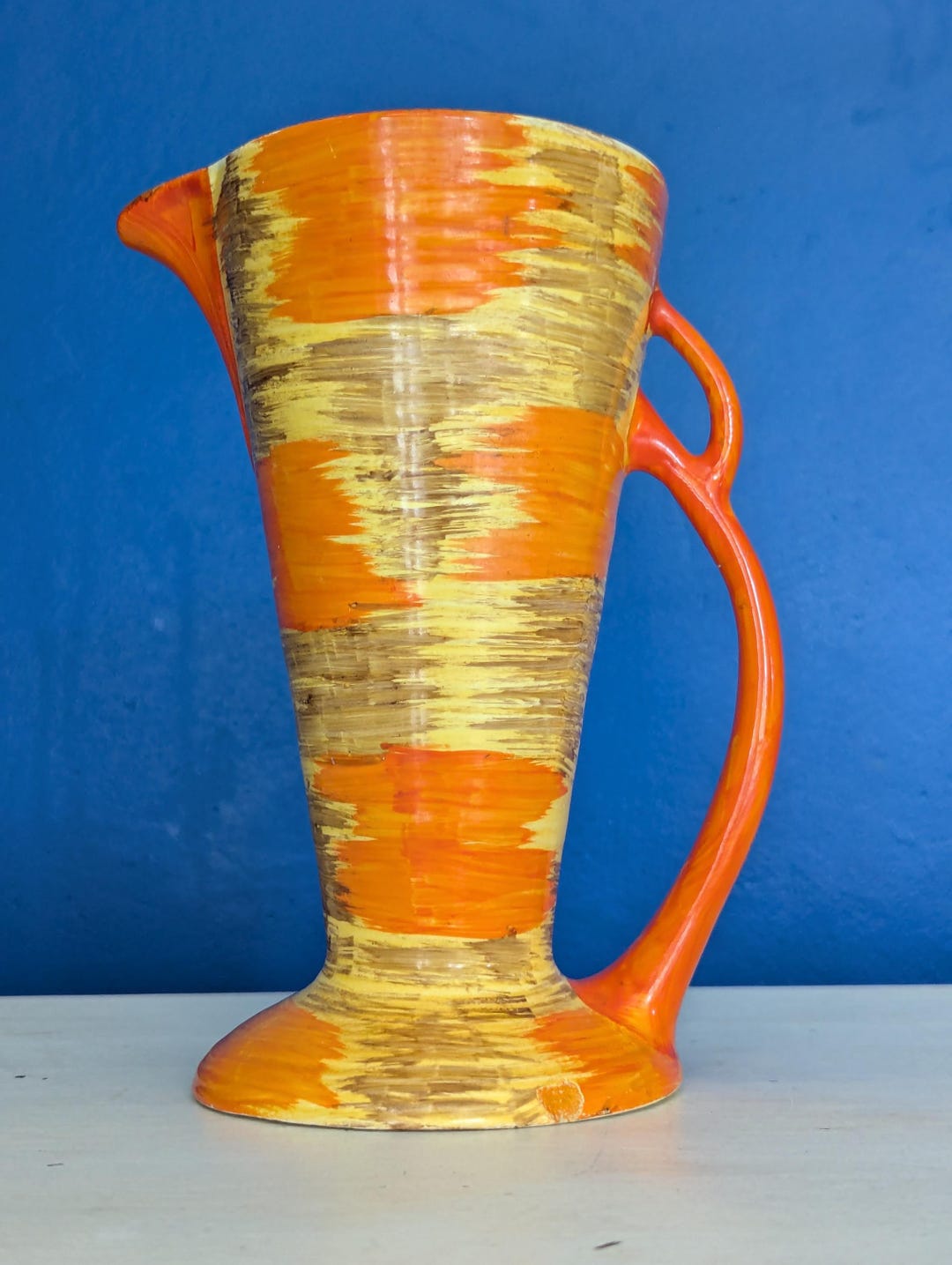 Vintage 1930s Wade Heath Art Deco Pottery Jug - Orange, Yellow and ...