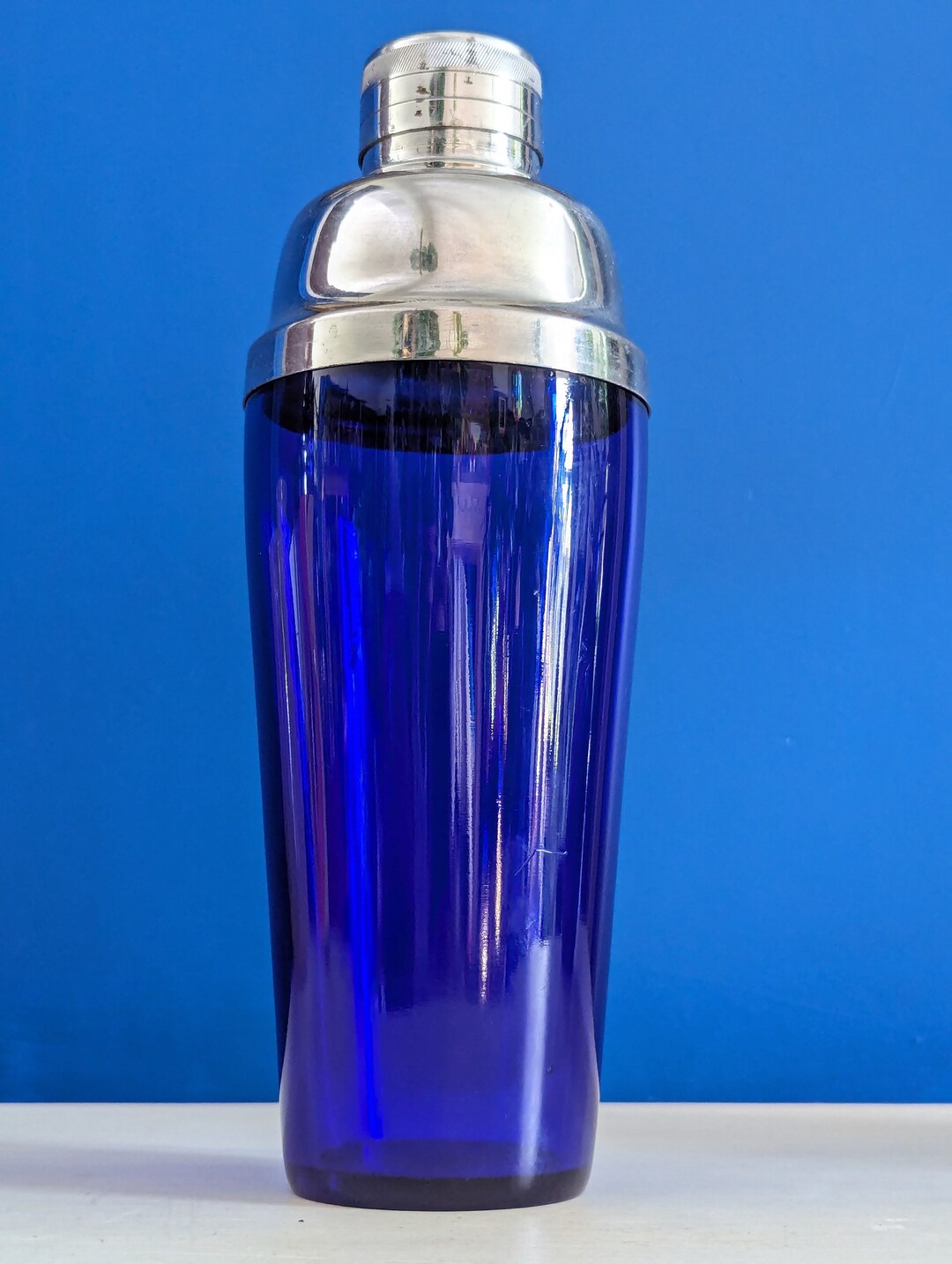RARE Tall Vintage Cobalt Blue Glass Cocktail Shaker - Etsy