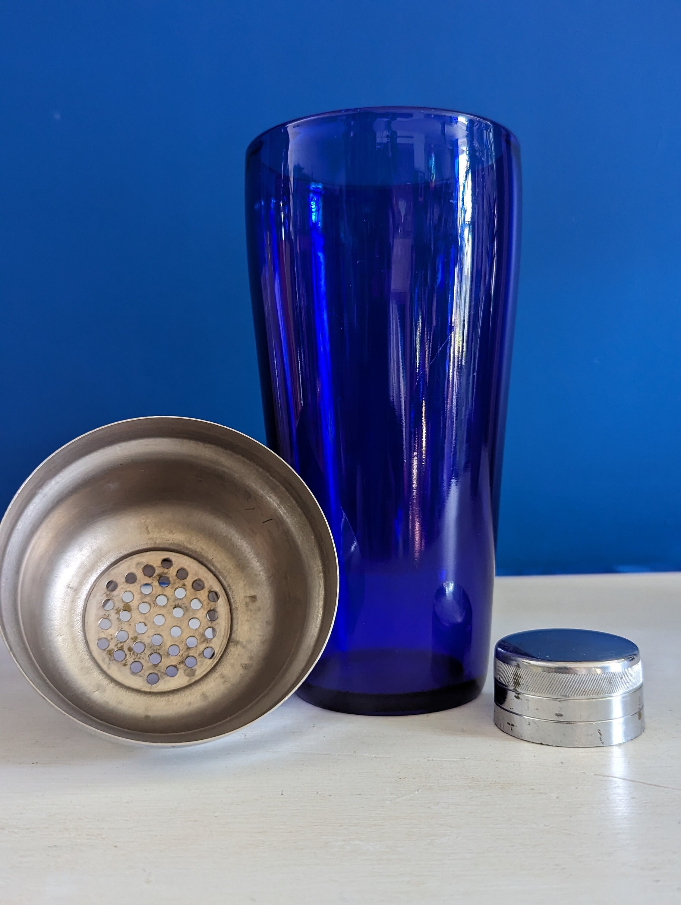 RARE Tall Vintage Cobalt Blue Glass Cocktail Shaker - Etsy
