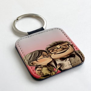 Carl and Ellie up House Movie Romantic Couple Synthetic Leather Key ...