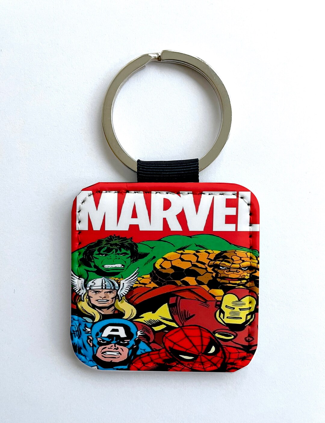 Marvel Avengers Teams Together Comic Poster Synthetic Leather Key Ring ...