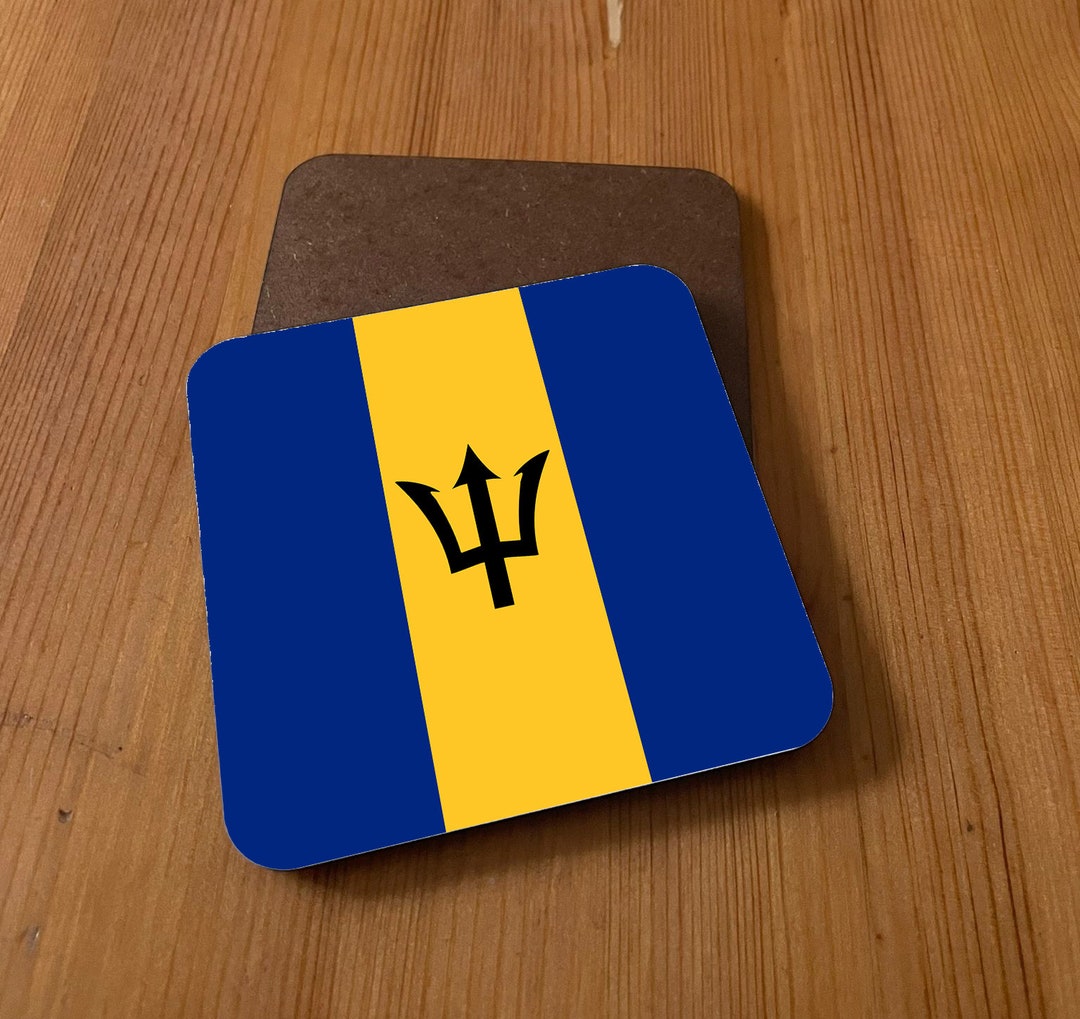 Flag of Barbados Sun and Seas Synthetic Wood Cup Mug Coaster - Etsy