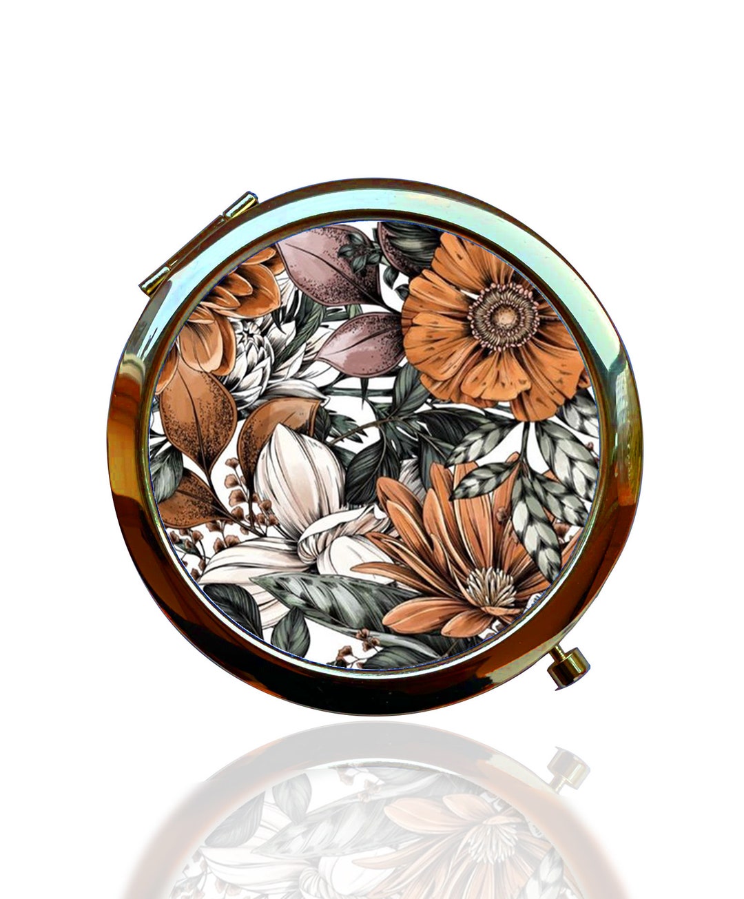 Classic Floral Wallpaper Summer Spring Good Vibes Gift Gold Compact ...