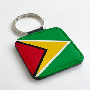 National Flag of Guyana Golden Arrowhead Symbol Synthetic Leather Key ...